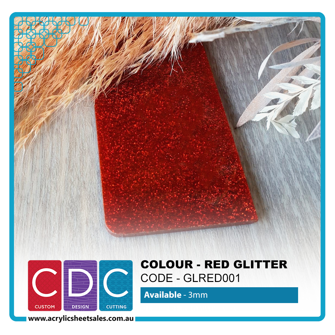 Acrylic Sheet A3 3mm Red Glitter - Acrylic Sheet A3 Size 3mm