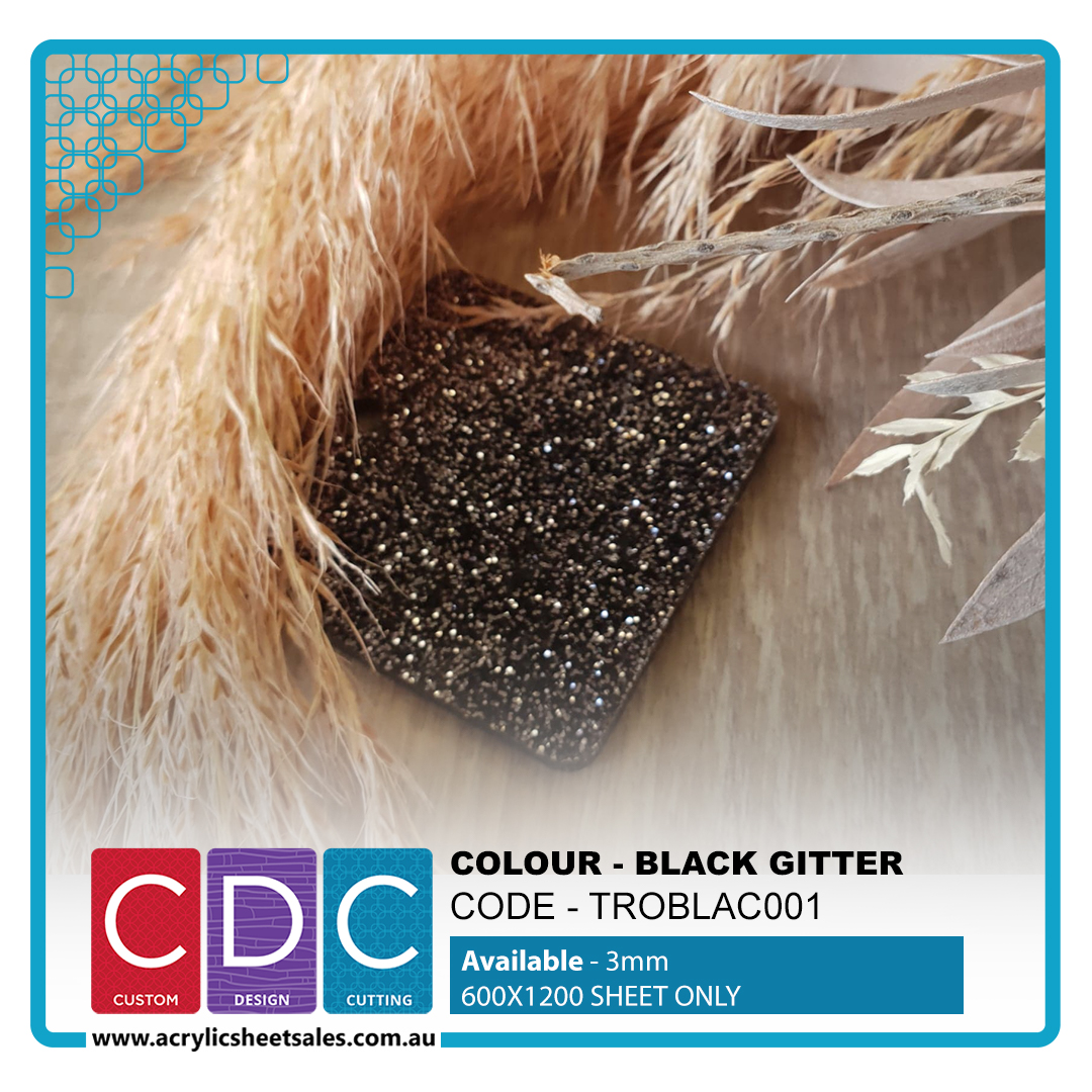 Acrylic Sheet 3mm A4 Black Glitter - Acrylic Sheets A4 3mm