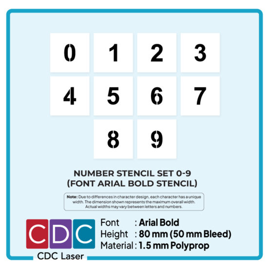 Numbers Stencil Set (0–9) – Arial Bold - CDC Laser Perth
